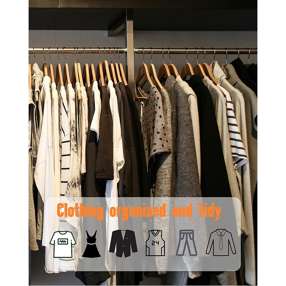 BGRQRIQ Wooden Hangers 20 Pack - Heavy Duty Shirt Hangers and Suit Hangers for Men - Perfect for Hanging Shirts, Suits, and Coats