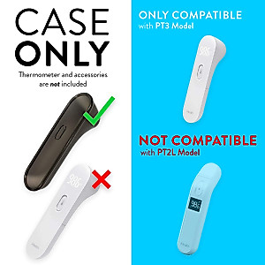 TUDIA [SKN] Full Body Soft TPU Travel Carrying Case Compatible with iHealth No-Touch Forehead Thermometer (PT3) [CASE ONLY] (Black)