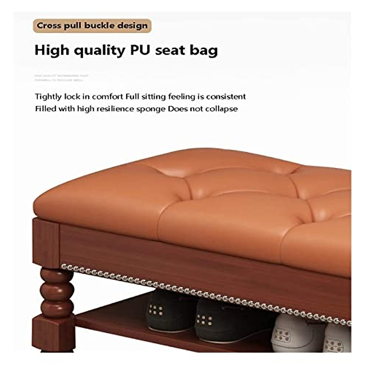 ALDEPO Shoe Cabinet Retro Home Shoe Cabinet Changing Stool Shoe Cabinet with Solid Wood Seat Wardrobe Bench Flip Design Storage Shelf PU Leather Quick Assembly Living Room Bathroom Hotel Can