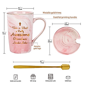 SHENDONG This Is What a Really Awesome Grandma Mug Gift for Grandma Grandma Gift for Mothers Day from Granddaughter Grandson Awesome Grandma Mug Birthday Gift for Grandma 14 Ounce Gift Box Pink