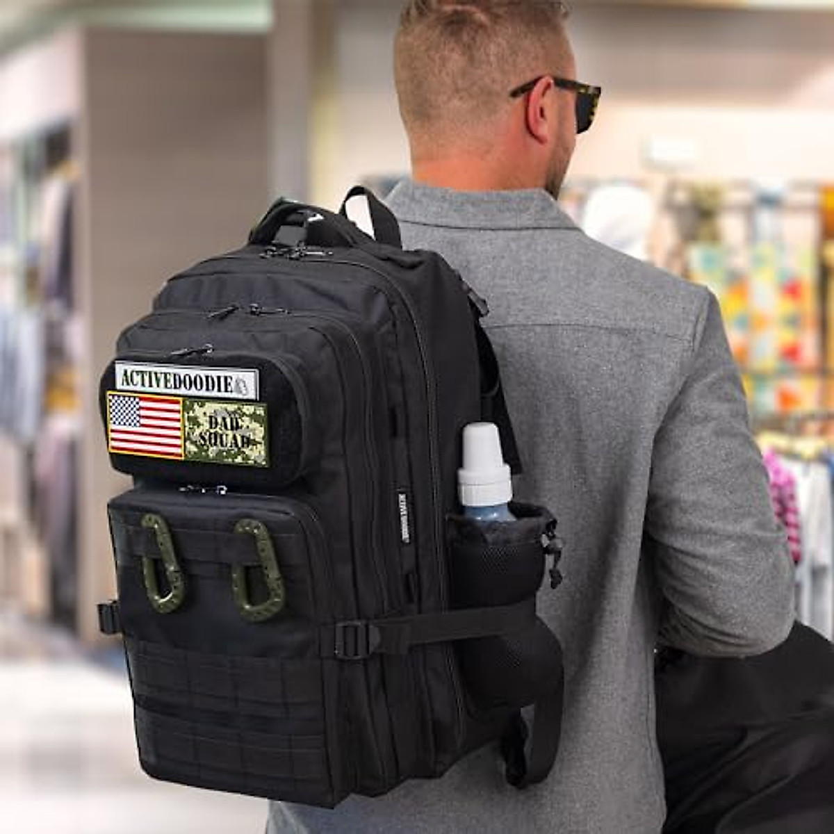 ActiveDoodie Dad Gear - Dad Diaper Bag for Men with Waterproof Changing Pad, Removable Dad Patches, Mens Diaper Bag, Black