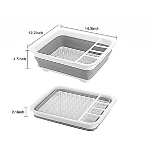 Drying Storage Basket, Collapsible Dish Drainer, Collapse for Easy Storage Dish, Portable Dish Drainer Organizer for Kitchen RV Camping (Grey), Gray