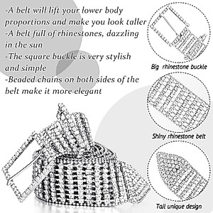 Geyoga 2 Pieces 5-8 Rows Women Rhinestone Belts Shiny Waist Belts Bling Glitter Chain Waistband for Jeans Dresses Pants (Silver)