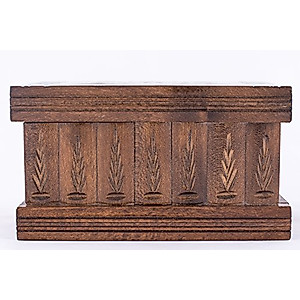 Kalotart Jewelry and Secret Box 2 in 1 - Handmade Wooden Case with Hidden Key and Removable Compartments - Beautiful Classical Wooden Carved Jewelry Lock Box (All brown)