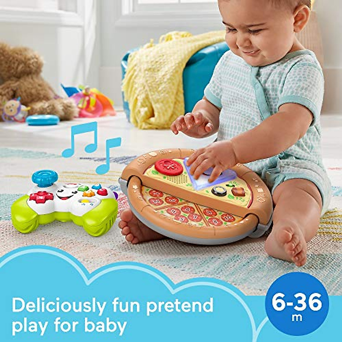 Fisher-Price Laugh & Learn Game and Pizza Party Gift Set of 2 toys with lights, music and learning content for baby and toddlers ages 6-36 months