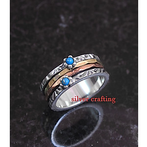 Turquoise Gemstone 925 Sterling Silver Spinner Ring Jewelry (9)