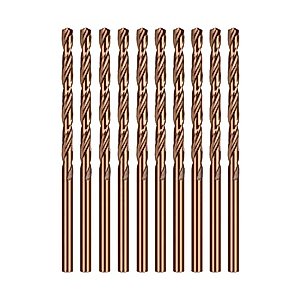 BECOLLO 3/32 Inch Cobalt Drill Bit Set, M35 Jobber Length Twist Drill Bits,Suitable for Drilling in Hard Metal, Stainless Steel, Cast Iron,10 Pieces