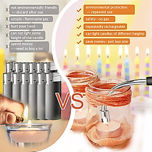 Candle Lighter Upgraded USB Rechargeable Electric Lighter Extra Long Lasting Battery Life, LED Display, Flexible Neck Windproof Flameless Plasma Long lighter for Candles BBQ Kitchen Camping