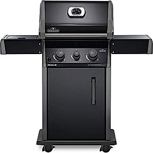 Napoleon Rogue 365 BBQ Grill, Black, Propane Gas - R365SBPK-1-OB - With Two Burners and Range Gas Side Burner, Barbecue Gas Cart, Folding Sideshelves, Instant Failsafe Ignition