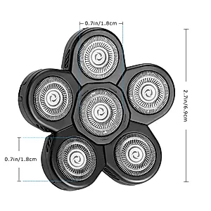 6 Men's Electric Shaver Replacement Heads, Electric Rotary Shavers Beard Razor Bald Shaver Heads with Cleaning Brush for Men