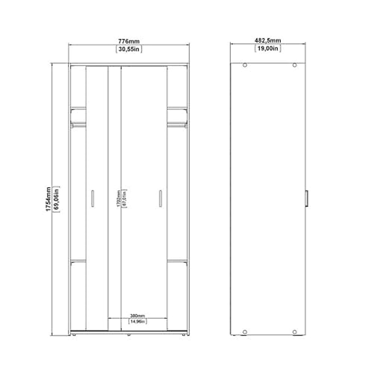 Tvilum 2 Sliding Doors, White Wardrobe