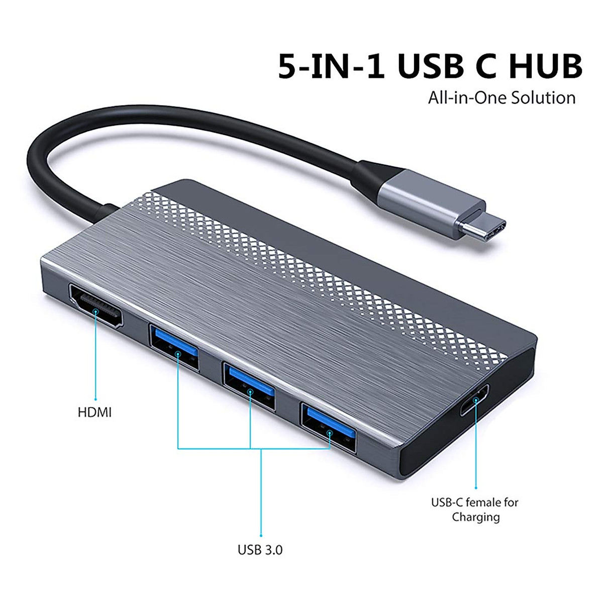 JMT Aluminum Alloy 7-in-1/5IN1 USB-C Type-C HUB to HDMI RJ45 Multi USB 3.0 Power Adapter for Docking Station (5 in 1)