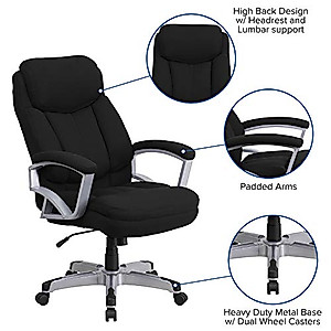 Flash Furniture HERCULES Series Big & Tall 500 lb. Rated Black Fabric Executive Swivel Ergonomic Office Chair with Arms