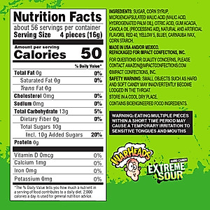 Warhead Extreme Sour Hard Candy, Assorted Flavor, Regular Mix (2 Pounds (Pack of 1))