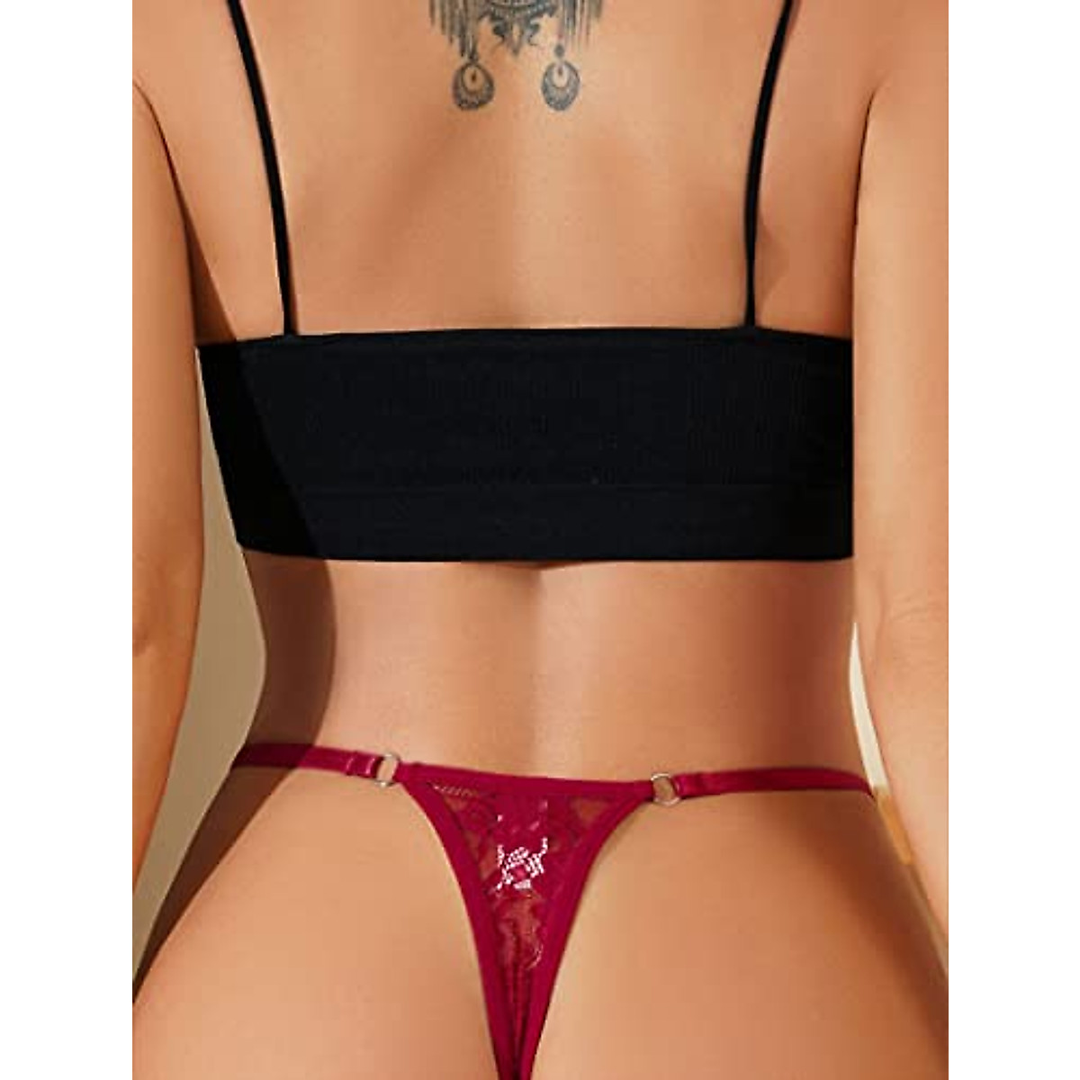 Banamic Women G-String Thongs Panties T Back Low Waist Seamless underwear sexy Wine Red