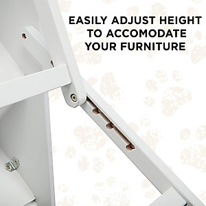 Arf Pets Wood Dog Stairs, 4 Levels Height Adjustment Wide Pet Steps, Foldable, White