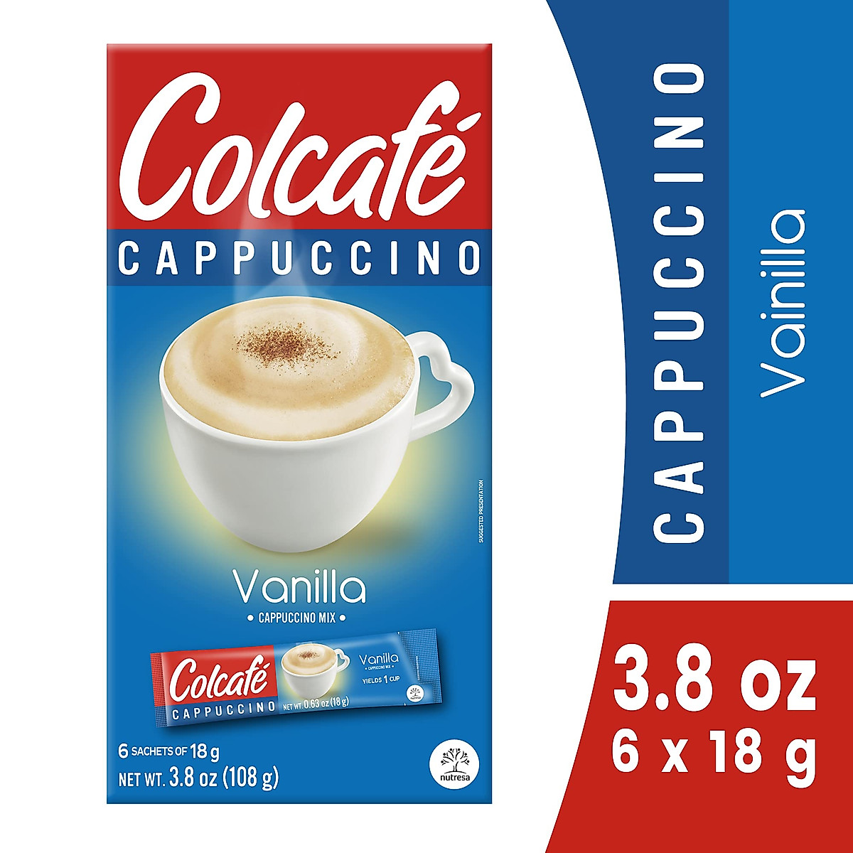 Colcafé French Vanilla Cappuccino Instant Mix | Convenient & Portable Packs | 100% Colombian Coffee | Make Hot or Cold | 6 Count (Pack of 2)