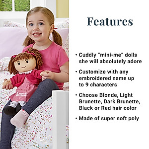 Let's Make Memories Personalized Rag Doll - Soft Doll for Kids - Dark Brown Hair - Disco