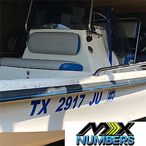 MxNumbers- Custom Boat Registration Numbers & Letters Vinyl Decals | Set of Two Hull Registration ID Stickers | Made for You Choose Color & Font | Marine Lettering Stickers (3" Height x 23" Wide)