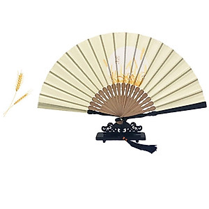 Hand Fan Folding Fan,Hand-held Fan,Folding Fan Female Classical Bamboo Bone Folding Fan Ancient Wind Tassel Small Fan Women Fans Hand Paper Folding Props Vintage style
