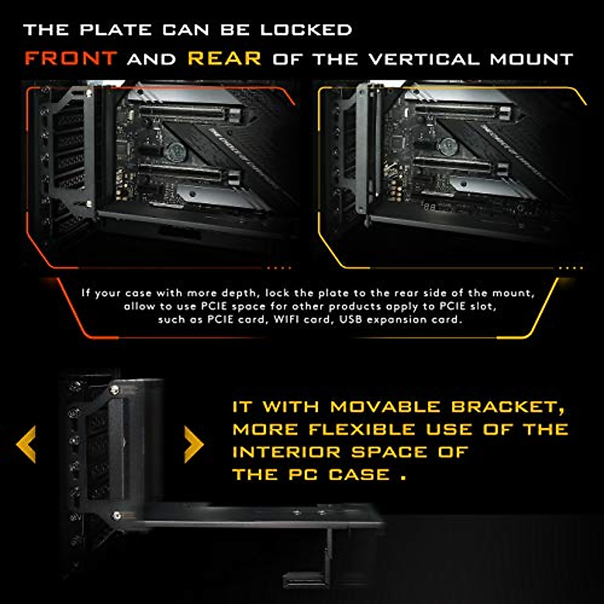 EZDIY-FAB Vertical Graphics Card Holder Bracket with ARGB 5V 3Pin LED,GPU Mount,Video Card VGA Support Kit with PCIE3.0 Riser Cable- Black