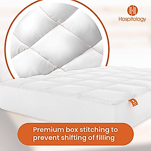 HOSPITOLOGY PRODUCTS Hypoallergenic Mattress Cover- Overstuffed - Deep Pocket - Goose Down Alternative Pillow Top Mattress Topper Queen - 60" W x 80" L