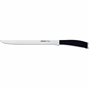 ARCOS - Slicing/Ham Knife 9 Inch - Nitrum Stainless Steel Blade - Black Polypropylene Handle - Elegant Design and Full Tang Support. Series Tango