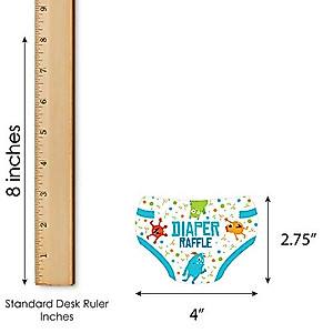 Big Dot of Happiness Monster Bash - Diaper Shaped Raffle Ticket Inserts - Little Monster Baby Shower Activities - Diaper Raffle Game - Set of 24