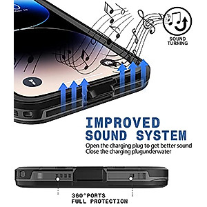 Guirble Design for iPhone 14 Pro Waterproof Case, Shockproof Dustproof Phone Case for iPhone 14 Pro with Screen Protector, Full Body Protective Case for iPhone 14 Pro Cover 6.1'' (Black/Gray)