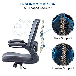 Serena Ergonomic Mesh Drafting Chair - Adjustable, Breathable Mesh, Lumbar Support, Ergonomic and Height Adjustable Flip-Top Office Chair with Foot Ring and Productivity - Gray