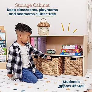 ECR4Kids Streamline 2-Shelf Storage Cabinet, 24in, Kid's Bookshelf, Natural