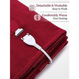 Electric Heated Blanket 62'' x 84'' Twin Size, 4 Heating Levels & 10 Hours Auto Off, Full Body Warming with Fast Heating & Machine Washable, Lightweight Cozy Soft Fleece for Home Use