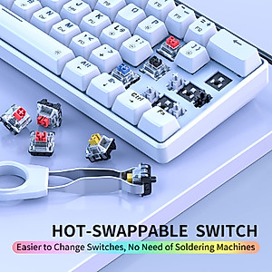 Punkston TH61 60% Mechanical Gaming Keyboard,RGB Backlit Wired Ultra-Compact Mini Mechanical Keyboard Full Keys Programmable White (Optical Black Switch)