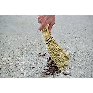 Rubbermaid Commercial 12 Inch Corn Whisk Broom, Yellow, Flagged Natural Bristles for Multi-Surface Sweeping, Remove Dirt and Debris from Porches, Floors Decks, Driveways, Sidewalks
