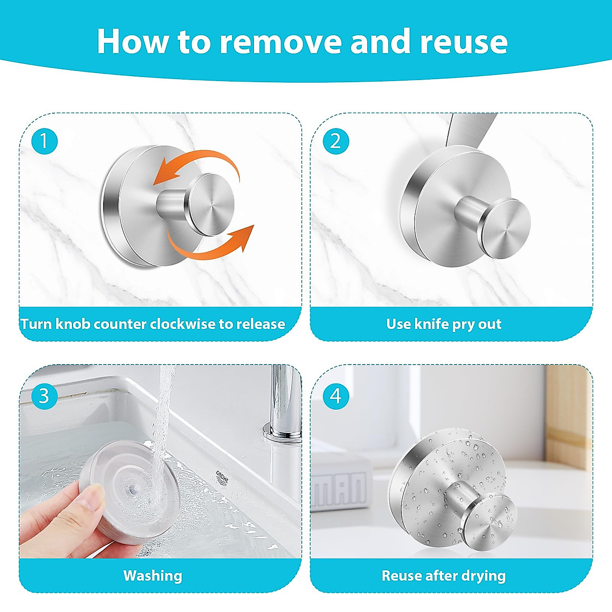 Fliverly Suction Cup Hooks for Shower, Bathroom, Kitchen, Glass Door, Mirror, Tile – Loofah, Towel, Coat, Bath Robe Hook Holder for Hanging up to 15 lbs – Waterproof Sliver (2-Pack)