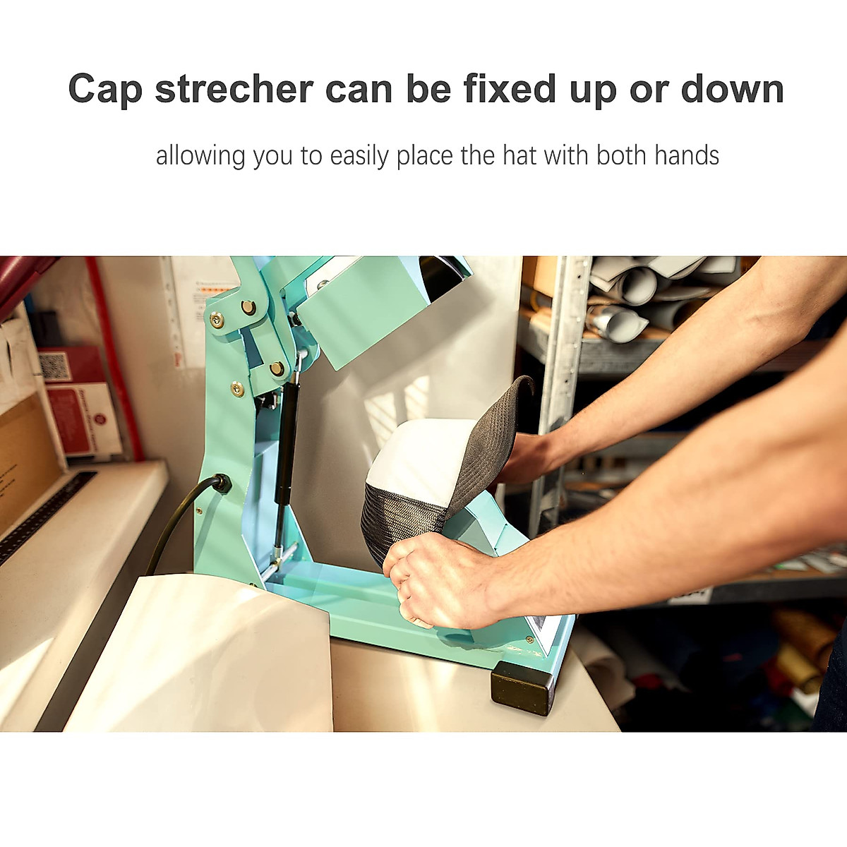 Hat Heat Press Machine for Caps with 2pcs Interchangeable Platens(6.7"x3.8", 6.7"x2.5"), Cap Heat Press for Stuctured Hats and HTV Iron On and Sublimation Projects, Heat Transfer Printing for Caps