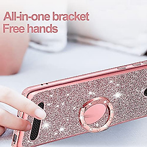 B-wishy for Blu View 2 Case for Women, Glitter Crystal Slim TPU Luxury Bling Cute Protective Cover with Kickstand+Strap for Blu View 2 B130DL