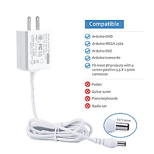 ELEGOO AC 100V-240V Converter Adapter DC 9V 1A Power Supply US Plug 5.5mm x 2.1mm 1000mA Power Adapter Wall Charger Adapter Compatible with Arduino UNO MEGA with UL FCC CE Certificate