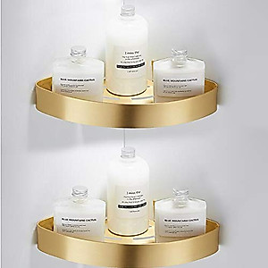 M.M.A Corner Shelf Wall Mounted Aluminum Bathroom Soap Dish Bath Shower Shelf Brushed Gold Bath Shampoo Holder Basket Holder