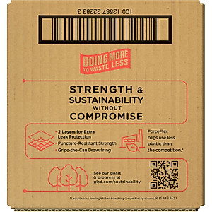 GLAD ForceFlex Tall Kitchen Drawstring Trash Bags, 13 Gallon White Trash Bag for Kitchen Trash Can, Gain Original Scent, Odor Shield, Odor Eliminator, Leak Protection, 110 Count