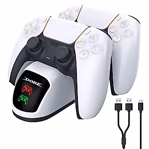 BEJOY Newest PS5 Charging Station, Dual PS5 Controller Charger with LED Indicator, Charging Dock for Playstation 5 / PS5 / DualSense Controller, White