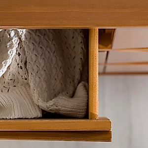 Walker Edison Lowry Mid-Century Modern Detailed-Drawer Solid Wood Dresser, 59 Inch, Caramel