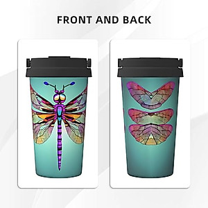 WANGXUEE Cute Dragonfly pattern Print 500ml Stainless Steel Travel Tumbler Double Wall Vacuum Insulated Coffee Mug