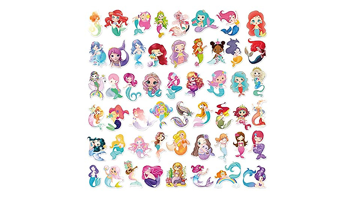 Colorful Mermaid Stickers Pack for Kids - 52 Designs