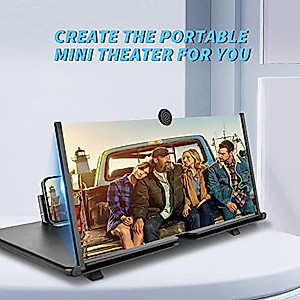 Newseego 18 inch Foldable Phone Screen Magnifier,HD Mobile Phone Screen Amplifier Gift for Older Kids 3D Movie Video Enlarger with Pull Design and Stand Holder Eye Protection for All Smartphone-Black