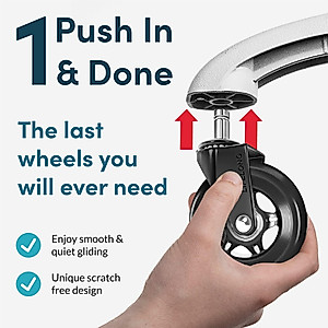 Office Chair Wheels Replacement Rubber Chair casters for Hardwood Floors and Carpet, Set of 5, Heavy Duty Office Chair Desk casters for Chairs to Replace Office Chair mats - Universal fit (Black)