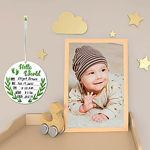 Birth Announcement Board for New Baby - 6-Inch Round Baby Announcement Sign, Baby Shower Gifts, Newborn Gifts - Hello World Newborn Sign, Baby Photo Props, Reversible Baby Milestone Card