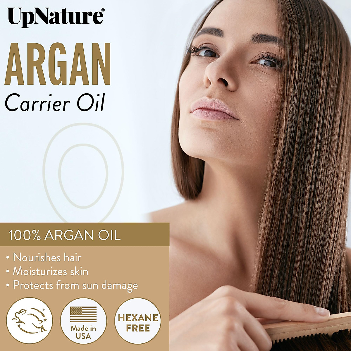 UpNature Argan Oil 2oz - 100% Natural & Pure Argan Oil for Hair Growth, Natural Cuticle Oil & Skin Care Products for Stretch Marks & Scars- Carrier Oil for Essential Oils for Skin