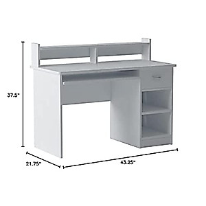 OneSpace Essential Computer Desk, Hutch with Pull-Out Keyboard, White