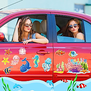 25 Pcs Cruise Door Decorations Magnetic Ocean Sea Animal Car Magnets Fish Fridge Magnet Stickers Cruise Door Magnet Hawaii Tropical Magnetic Decals for Refrigerator Kitchen